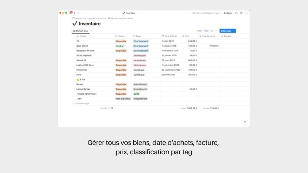 Inventaire - Notion Template