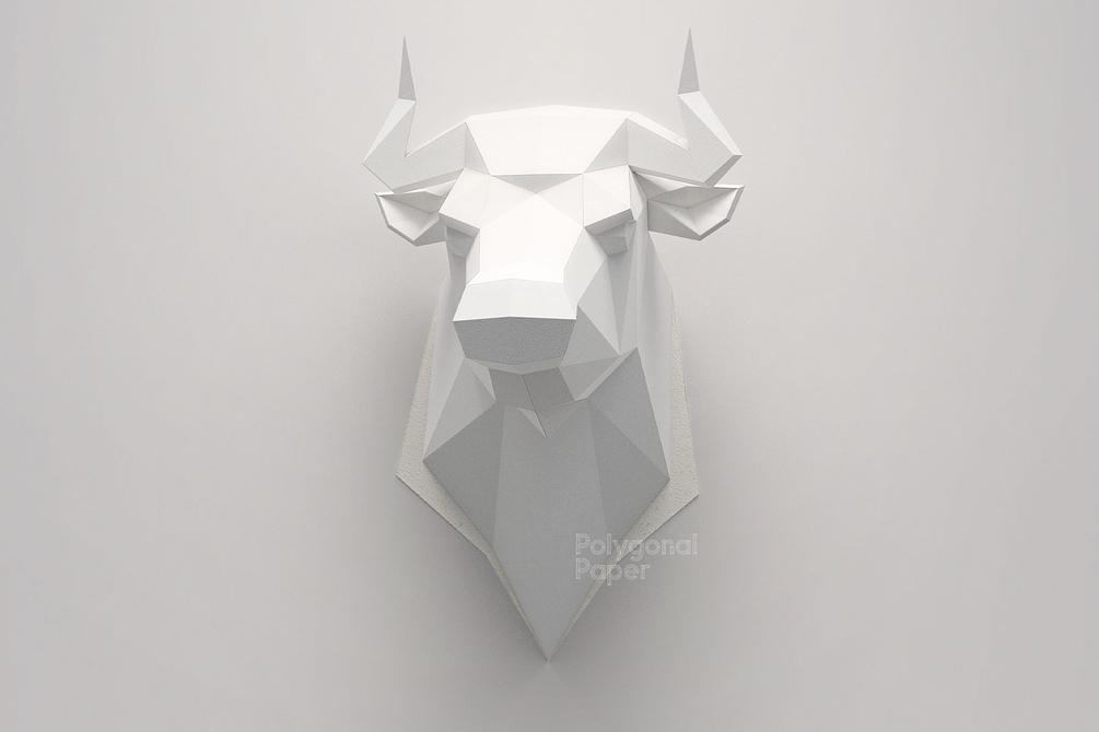 Bull Head: Digital Files for Papercraft. PDF, DXF drawings for download.