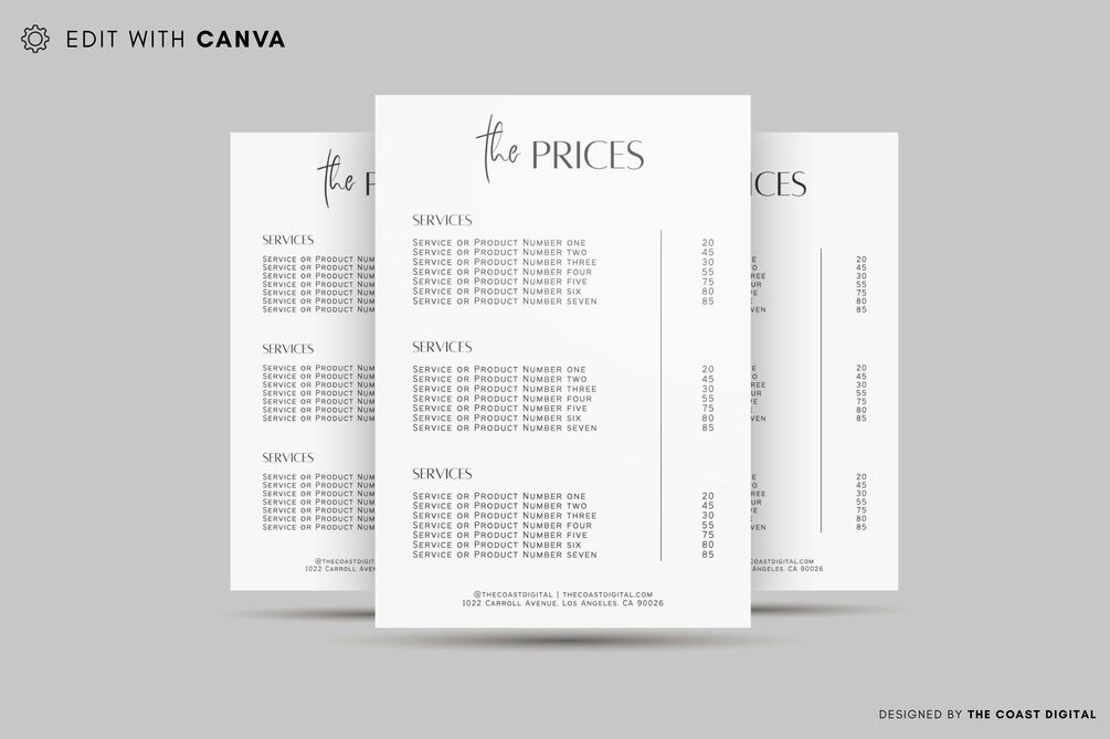 Minimalist Price List - Editable Template - TCD101