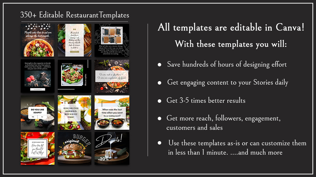 350+ Restaurant Marketing Templates | SMM Bundles - Editable Canva ...