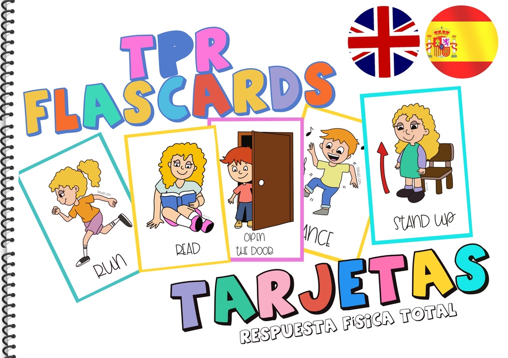TPR FLASHCARDS “ total physical response” 32 tarjetas en 🇬🇧 Y 🇪🇸