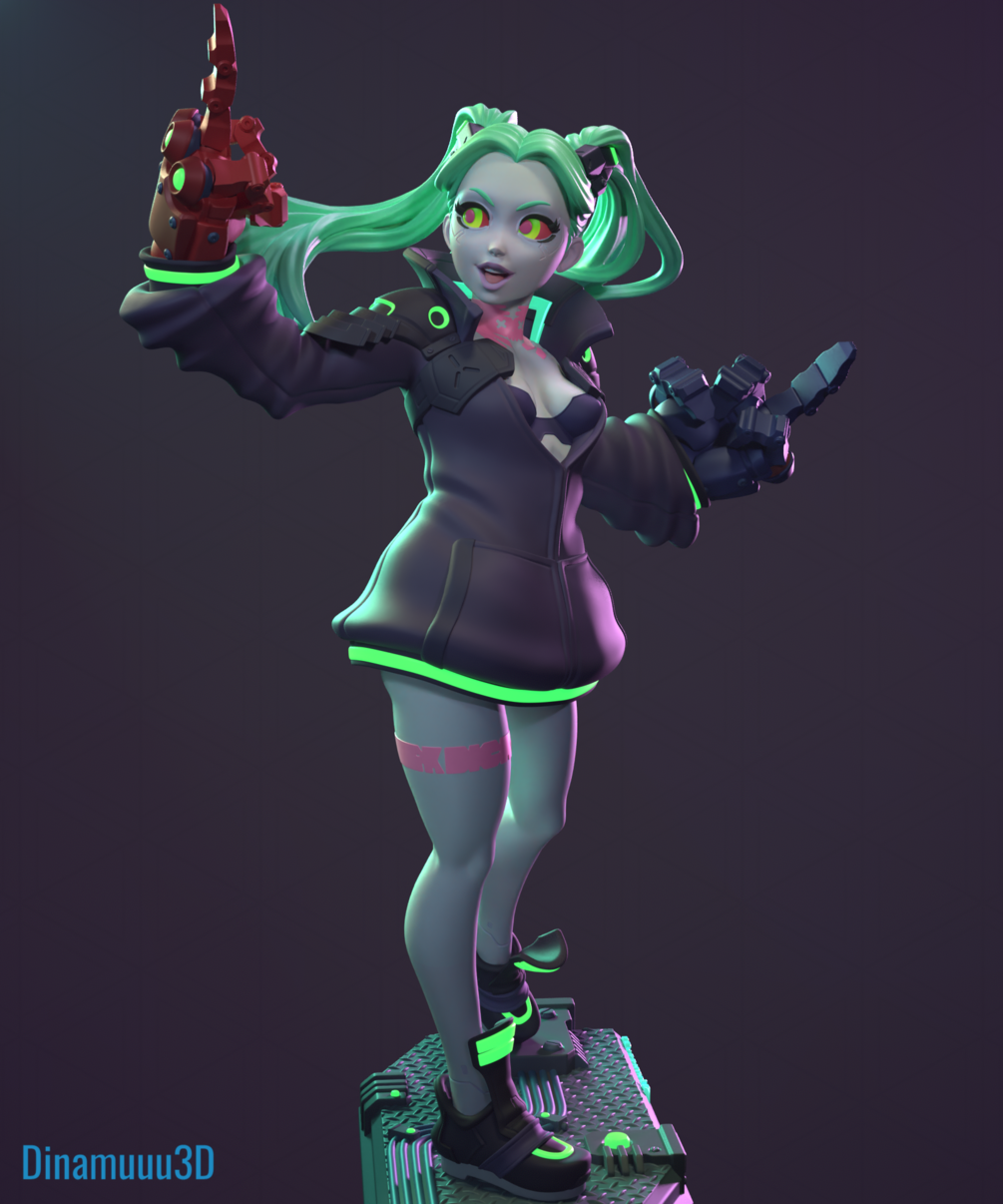 Rebecca, Edgerunner, 3D Print Model STL, Image/Video Renders (Term 8/2022)
