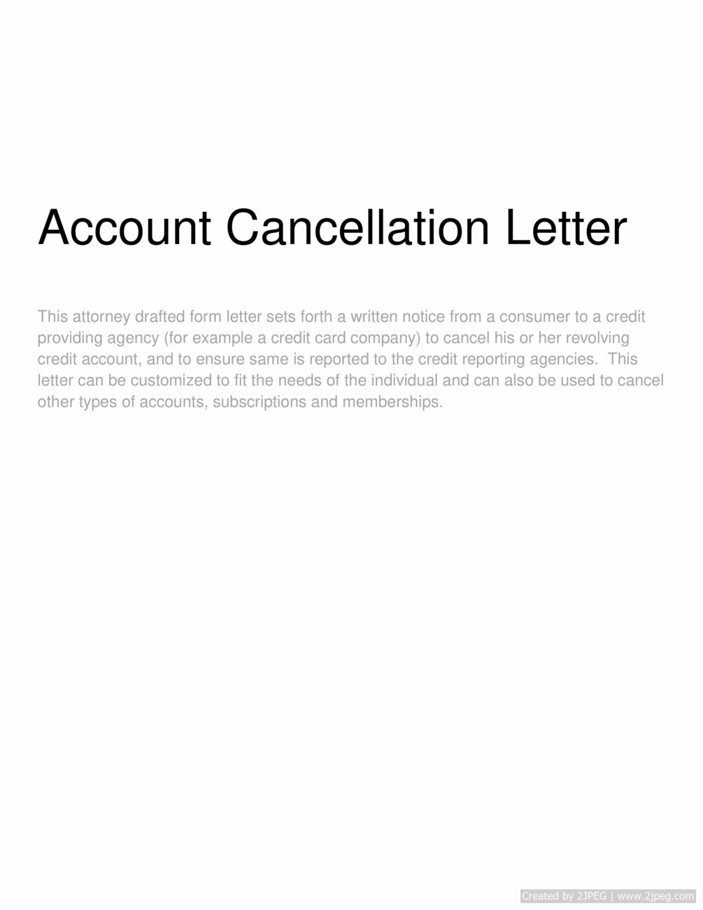 Account Cancellation Letter