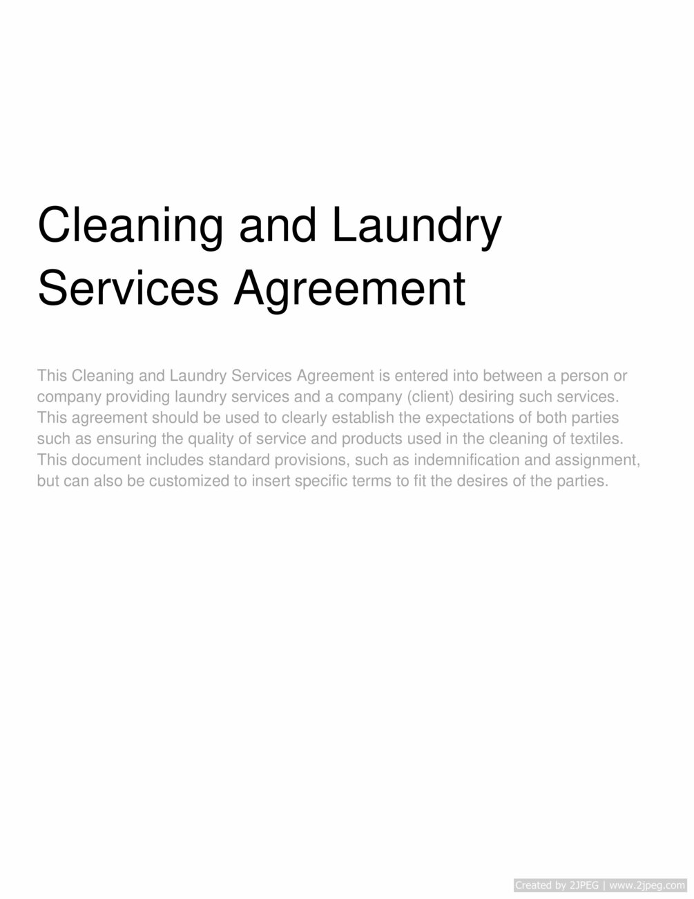 Cleaning and Laundry Services Agreement