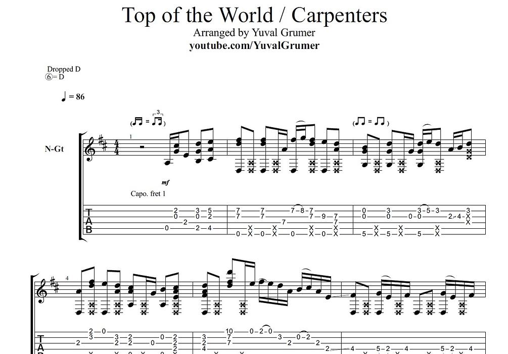 Top of the World / Carpenters - Fingerstyle TAB