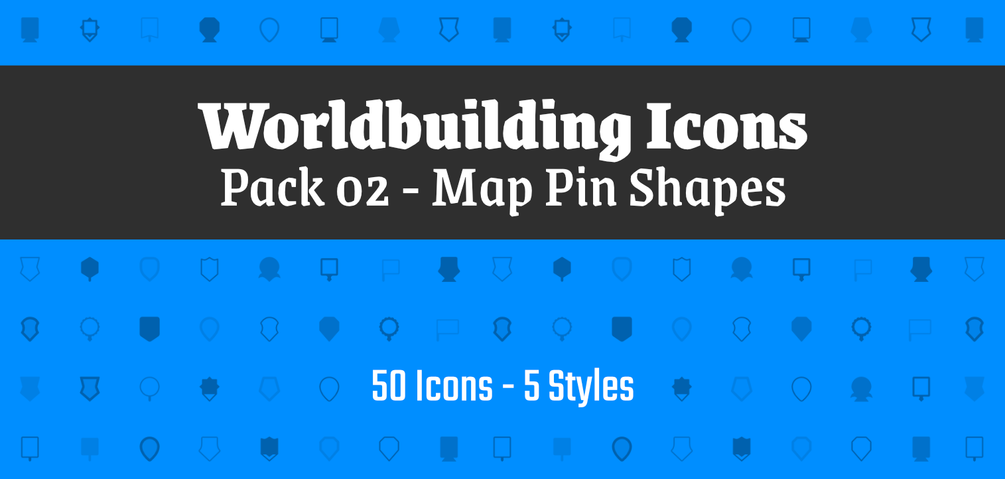 Worldbuilding Icons Pack 02 - Map Pin Shapes