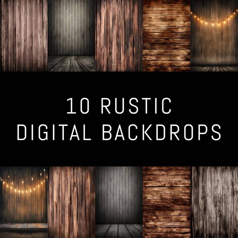 10 Rustic Wood Digital Backdrop