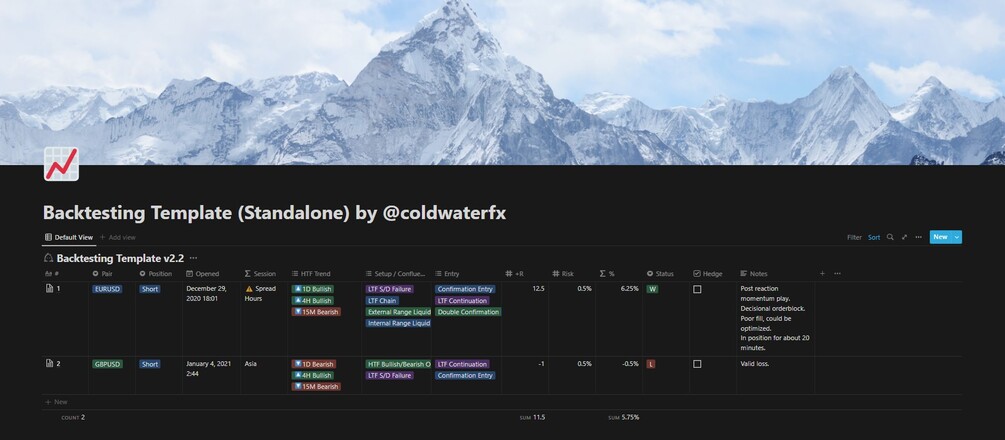 Backtesting Template Case Study Builder Notion Template