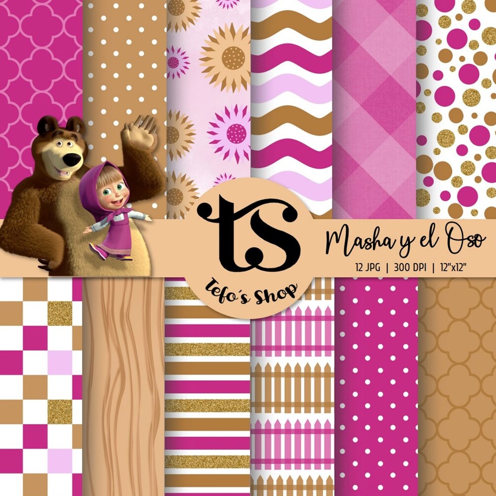 Masha y el oso | Papeles digitales | Paper pack