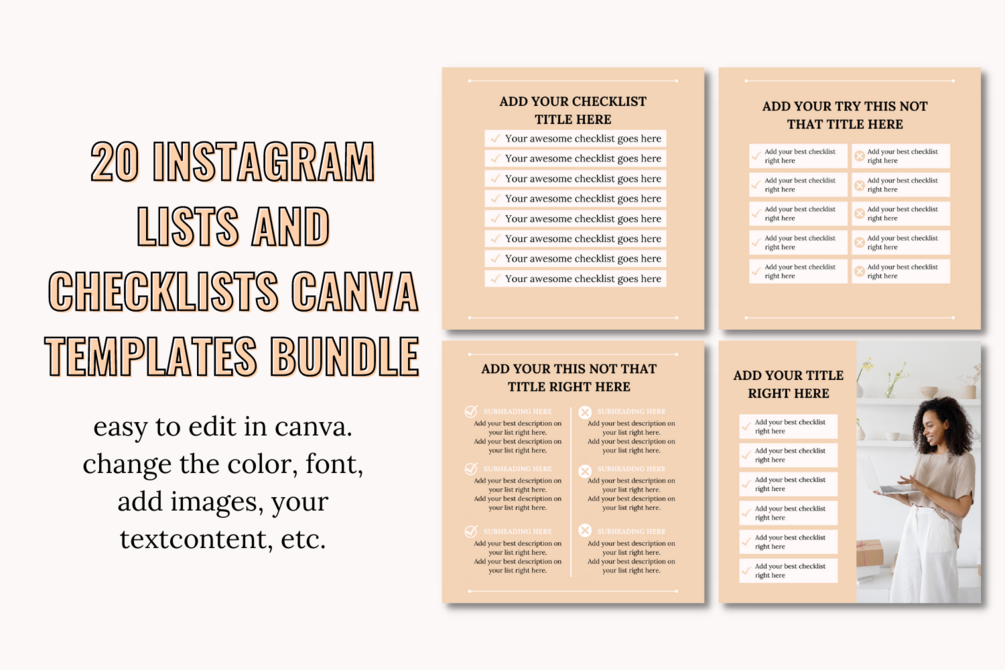 Instagram lists and checklists canva templates bundle