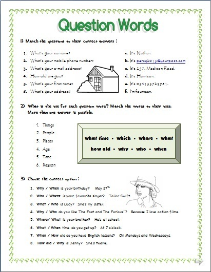 Question Words worksheet
