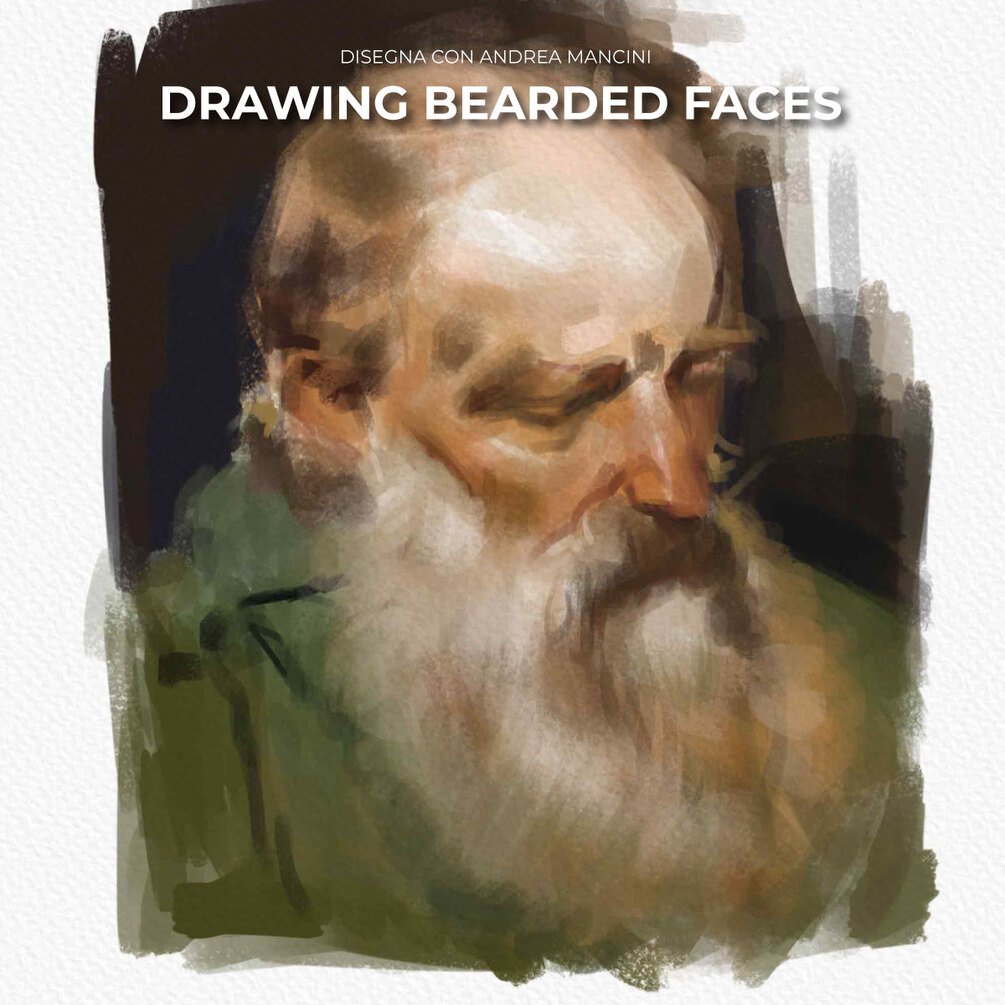 Drawing bearded faces (1:30 Hours Process Video)