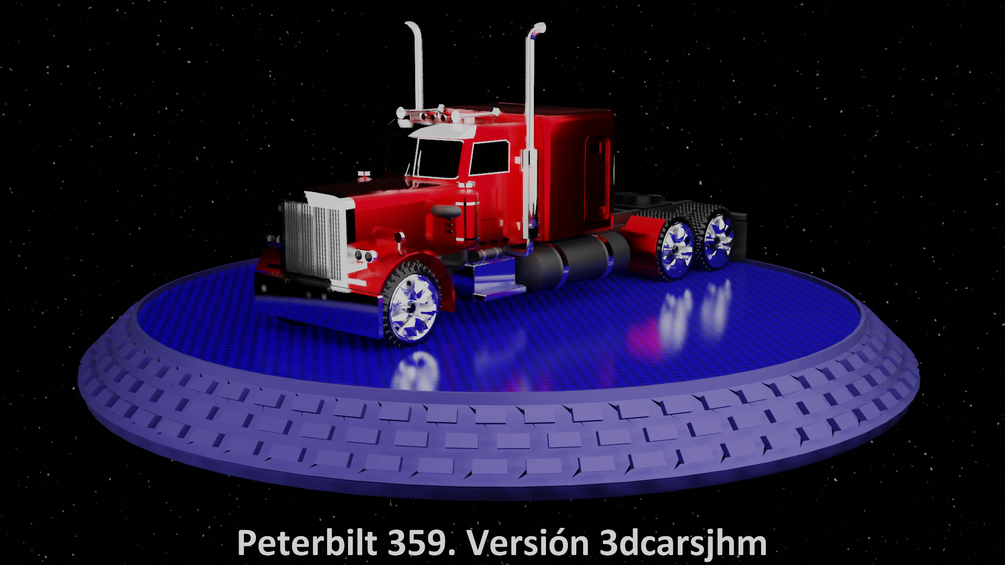 Conjunto de render y modelo 3D del camión Peterbilt 359, diseño propio.