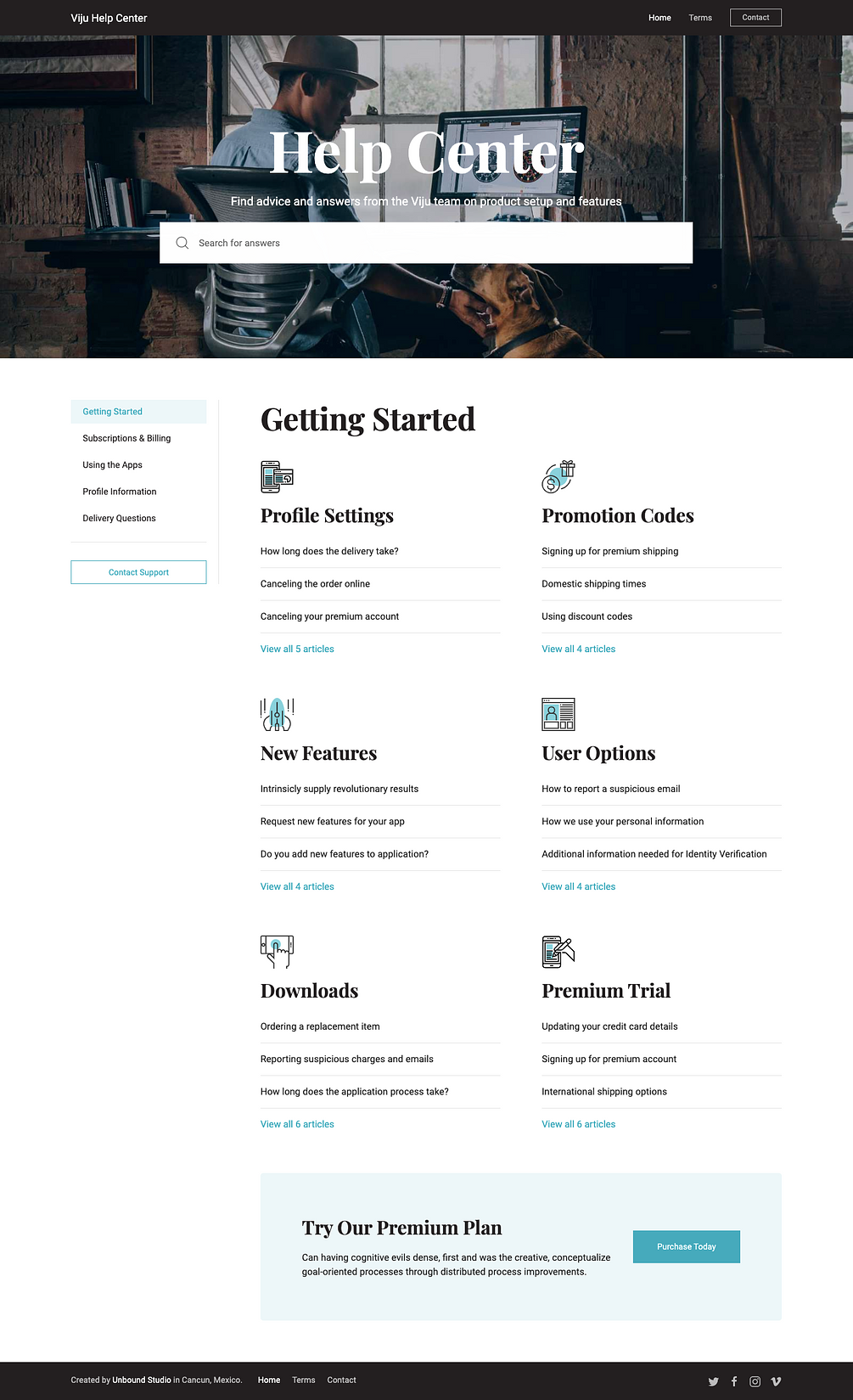 Viju is an HTML5 template for customer self-service support, helpdesk, documentation site