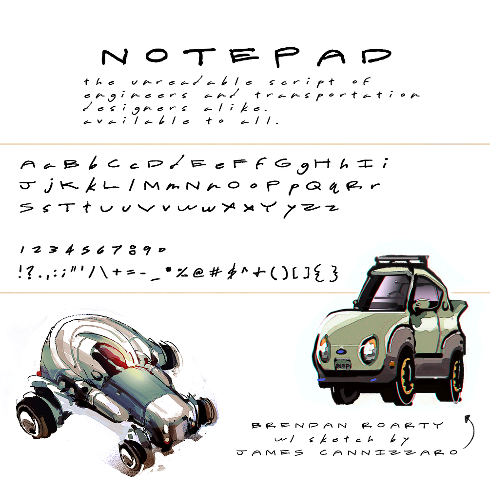 "NOTEPAD" font