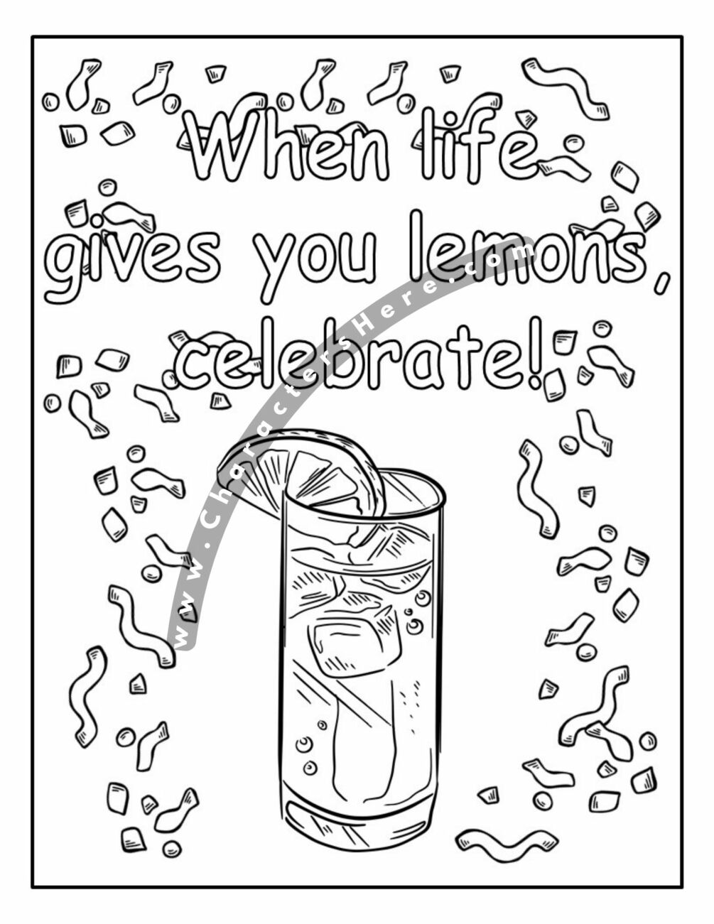 Printable Coloring Page - Celebrate lemons