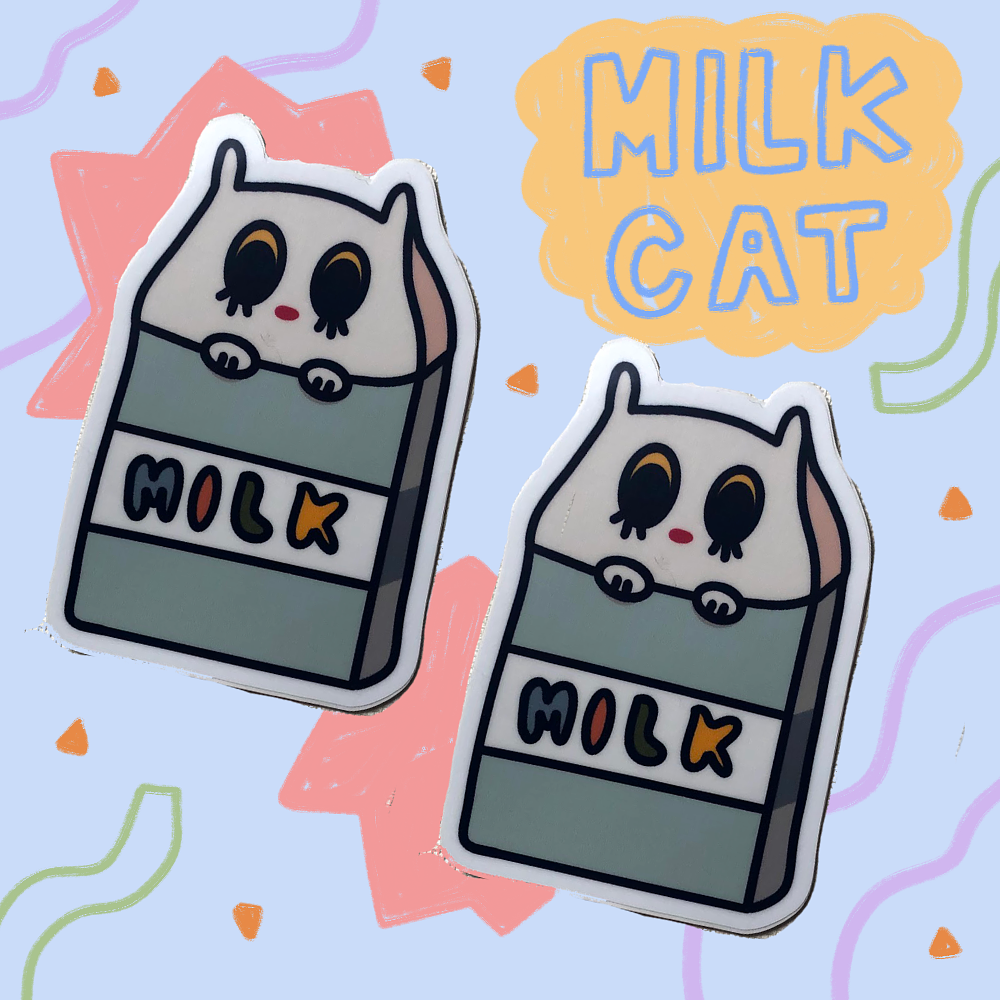 milk cat sticker
