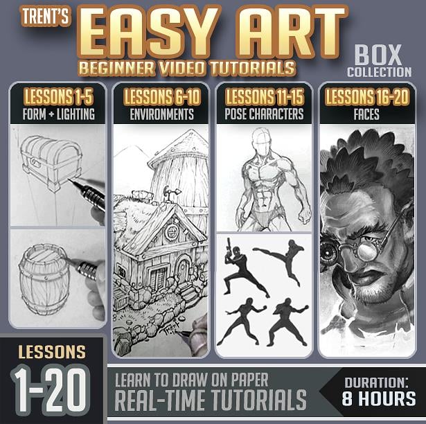 Easy Art Lessons 1-20 (Learn to draw on paper!)