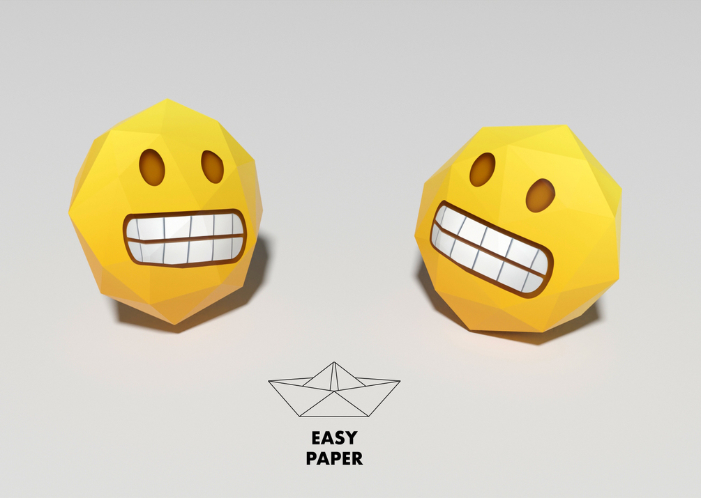Grimacing Emoji Papercraft for beginners