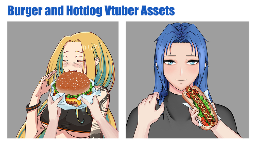 Feed your Vtuber Hotdog and Burger [Hand Assets]