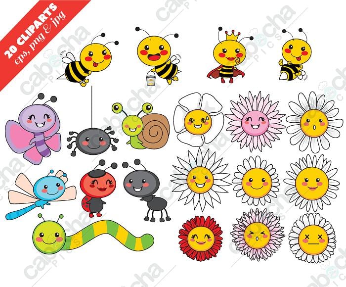 Spring Bugs and Flowers Collection