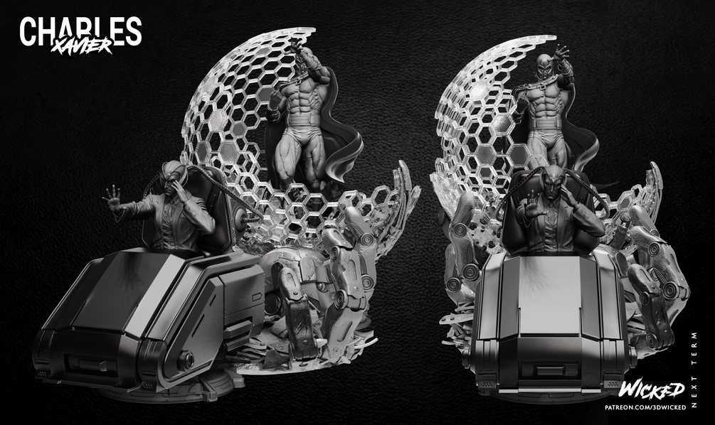 Wicked Marvel Magneto and Xavier Diorama: Tested and ready for 3d printing