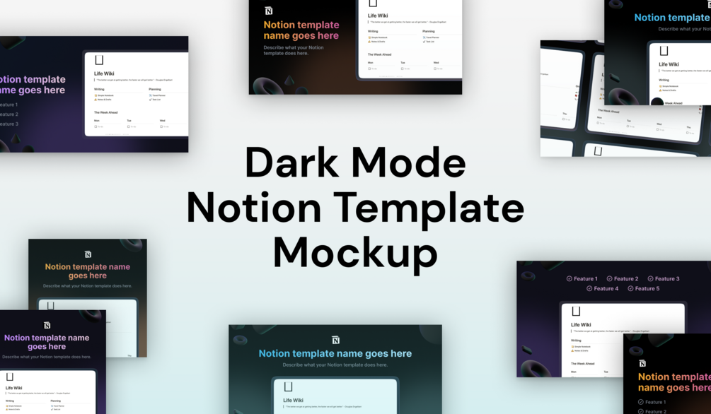 Dark Mode Notion Template Mockup