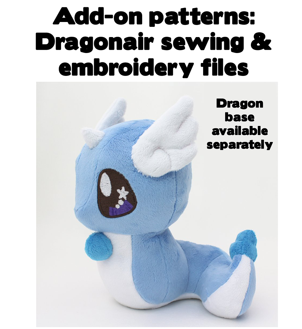 Free add-on pattern - Dragonair Pokemon plush sewing and embroidery files