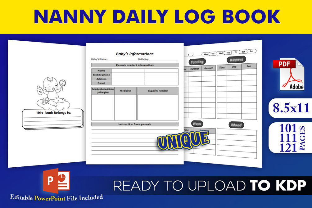 Nanny Daily Logbook | KDP Interior Template Editable