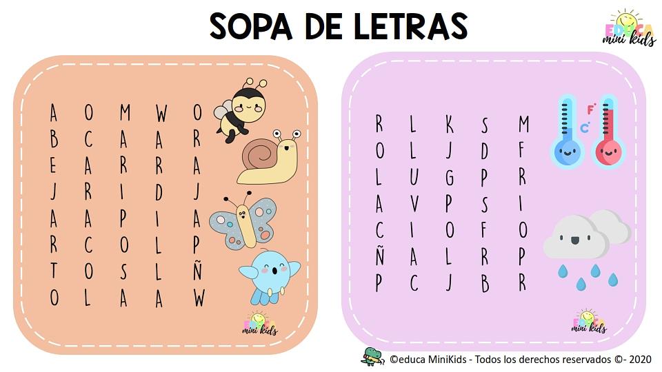 Sopas de letras de primavera