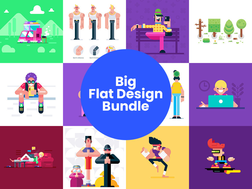 Gigantic Flat Design Illustration BUNDLE