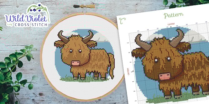 Highland Cow Cross Stitch Pattern