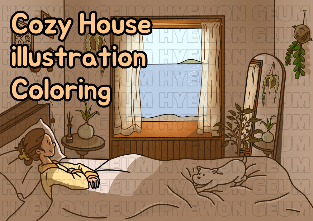 cozy house illustration coloring