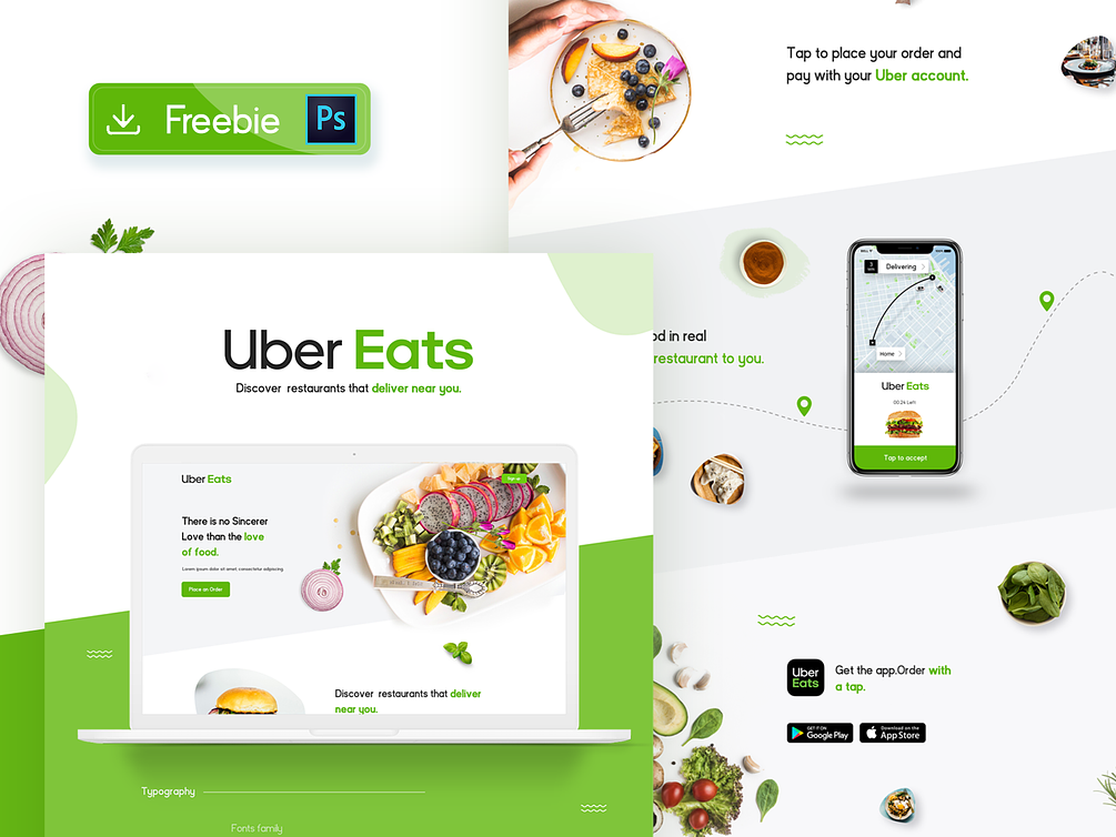 Uber Eats Website Redesign Concept FREE PSD