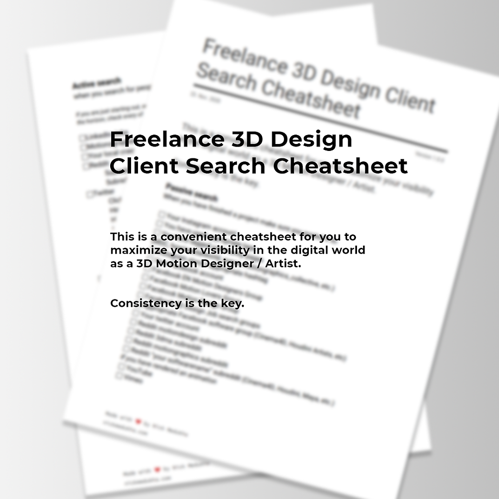 Freelance 3D Design Client Search Cheatsheet