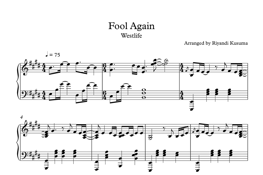 Westlife - Fool Again (Sheet Music)
