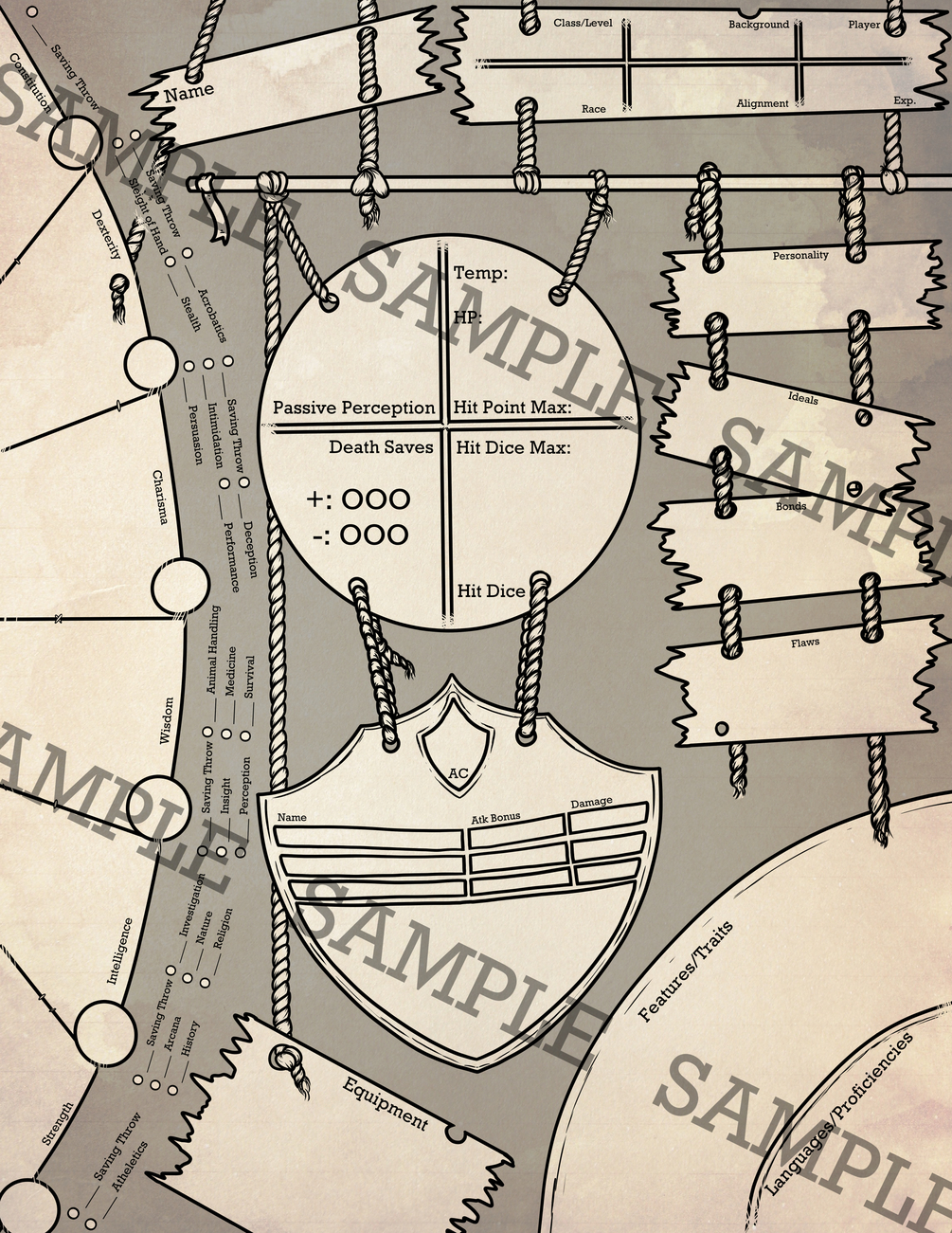 DnD 5e Carnival Themed Character Sheet