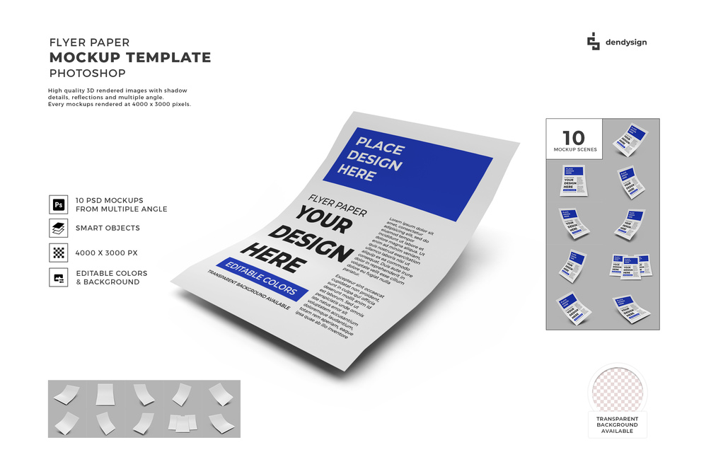 Flyer Paper A4 Mockup Template Set Vol 6