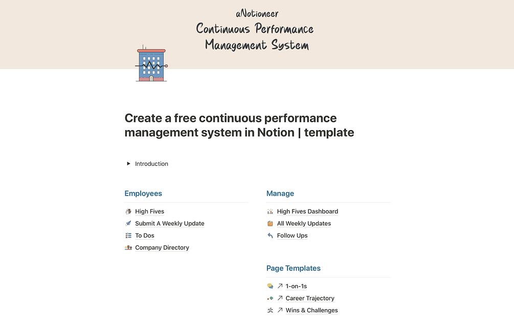 Continuous Performance Management System | Notion template
