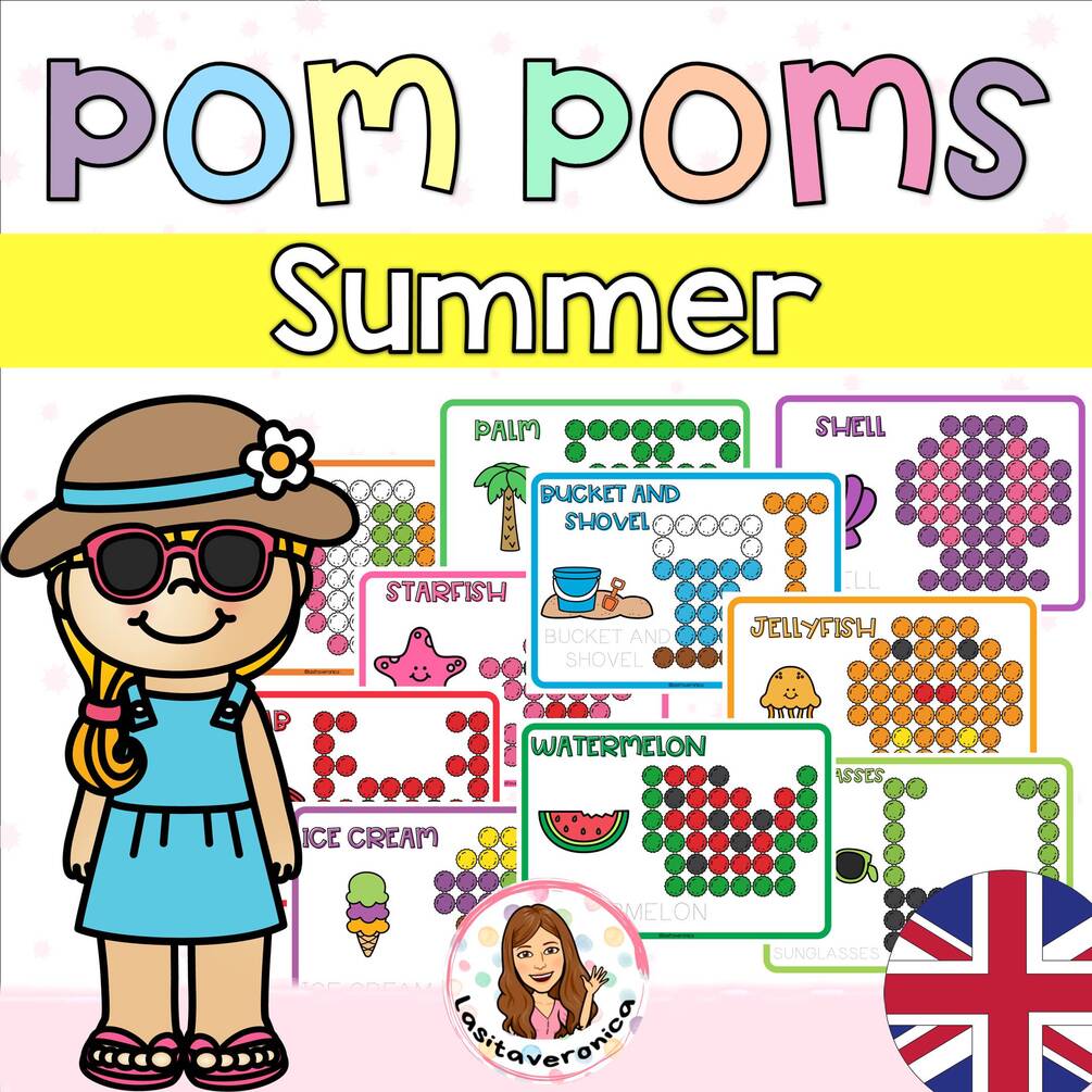 Pompones Verano. Motricidad Fina / Summer Pom poms. Fine motor. ENGLISH