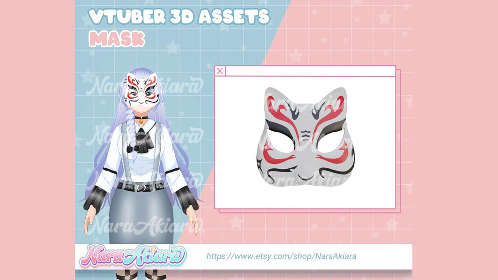 3D Vtuber Assets Mask V2 vroid commission, 3D assets ready to use ...