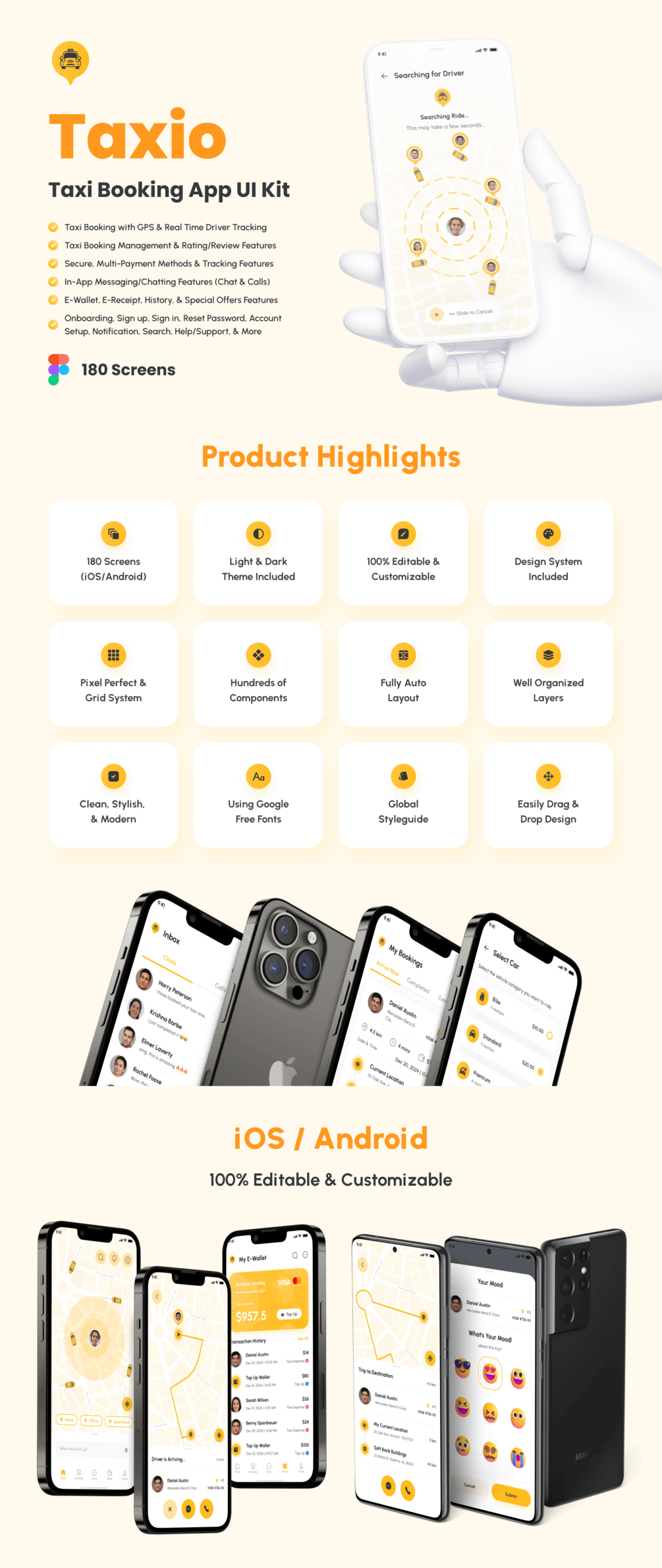 Taxio - Taxi Booking App UI Kit