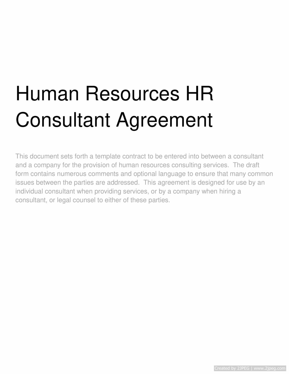 Human Resources HR Consultant Agreement