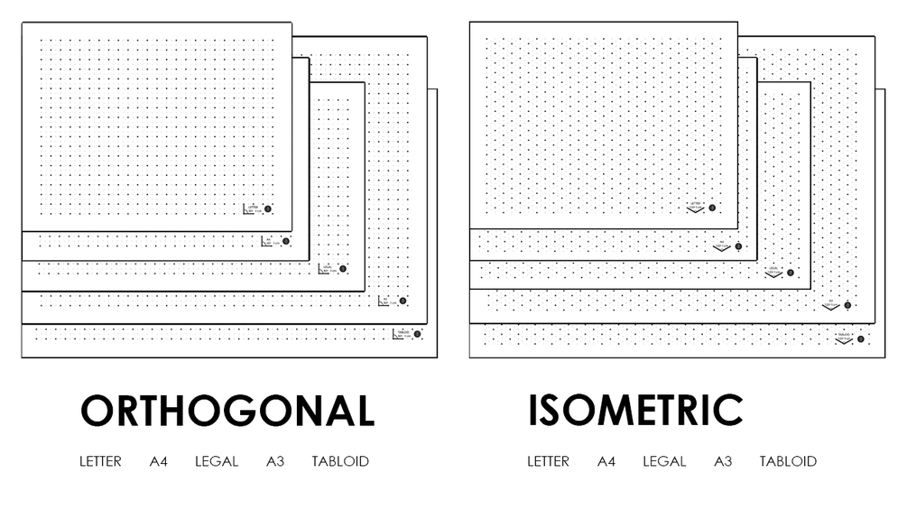 Printable 1 cm Dotted Iso and Ortho Grids
