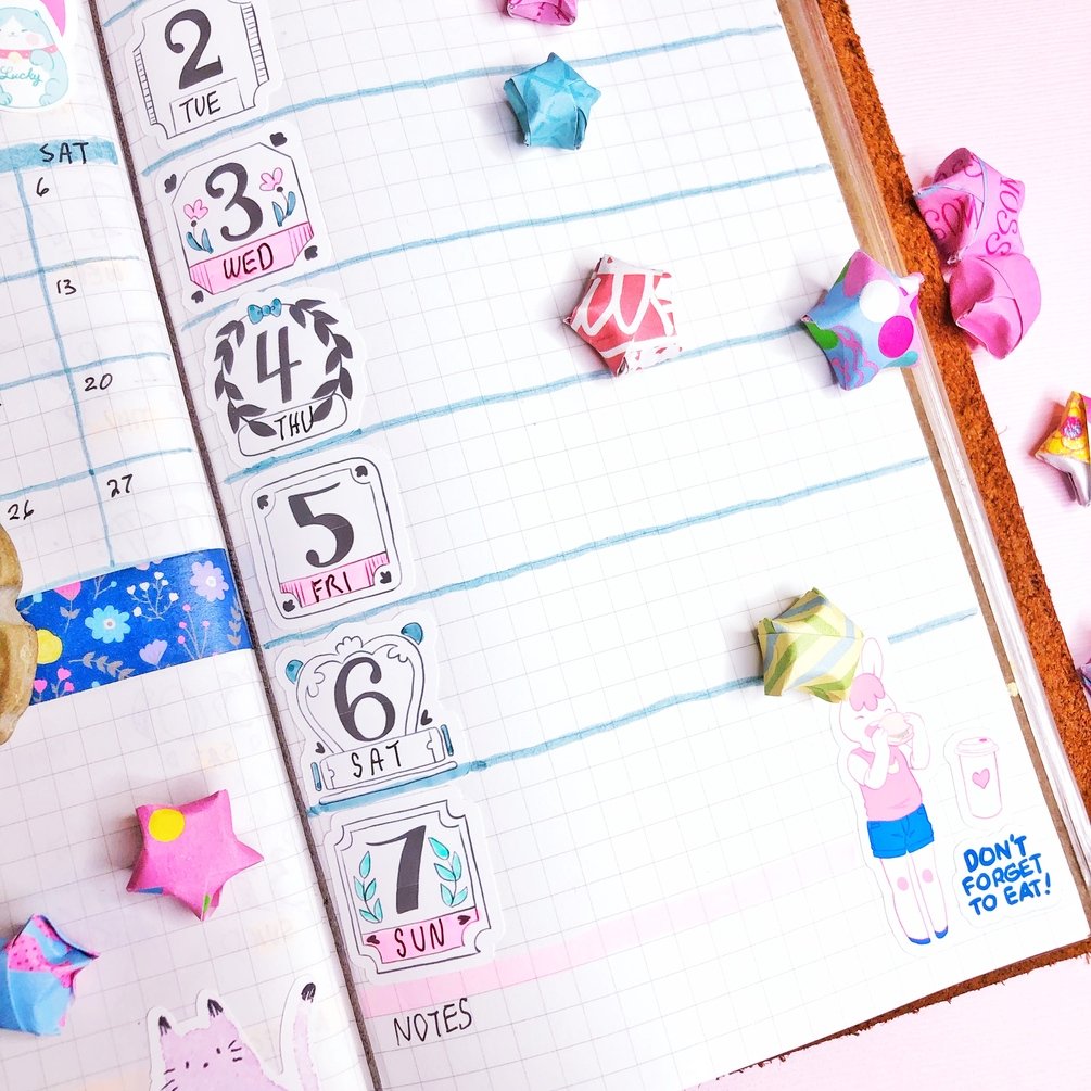 Digital Download Planner and Bullet Journal Date Labels B&W