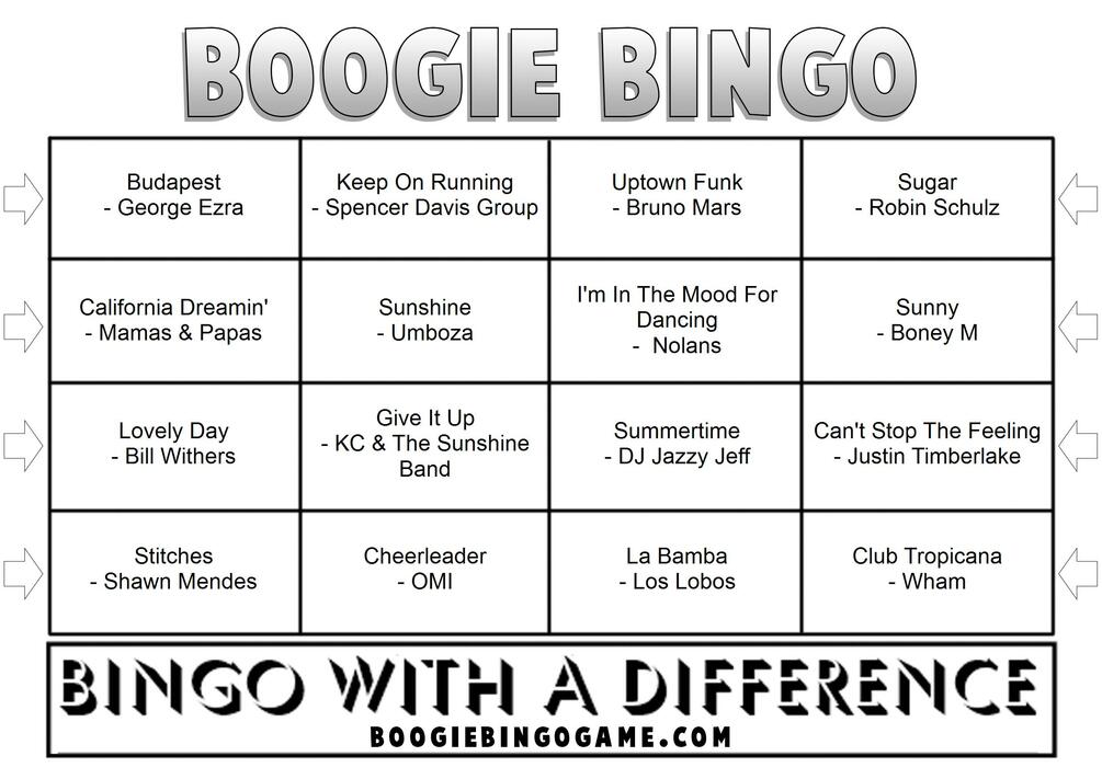 Boogie Bingo - Game 20 (Summertime) - (50 - 200 Tickets)