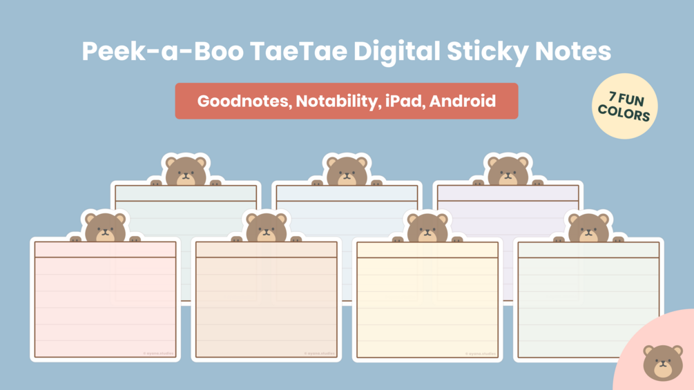 Peek-a-Boo TaeTae Digital Sticky Notes | Goodnotes, Notability, iPad ...