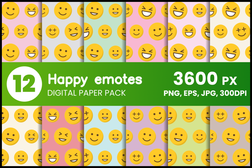 Happy emotes 12 Digital Paper Set