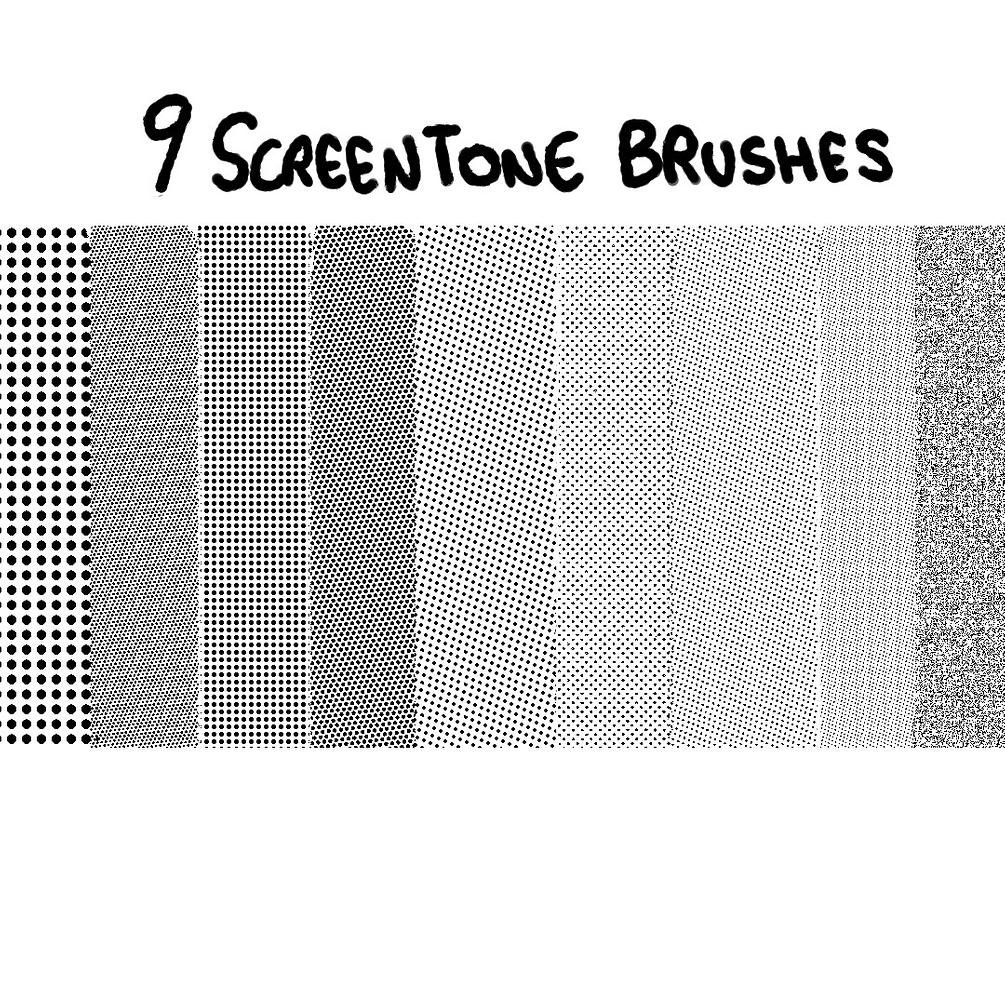 9 photoshop Screentone brushes
