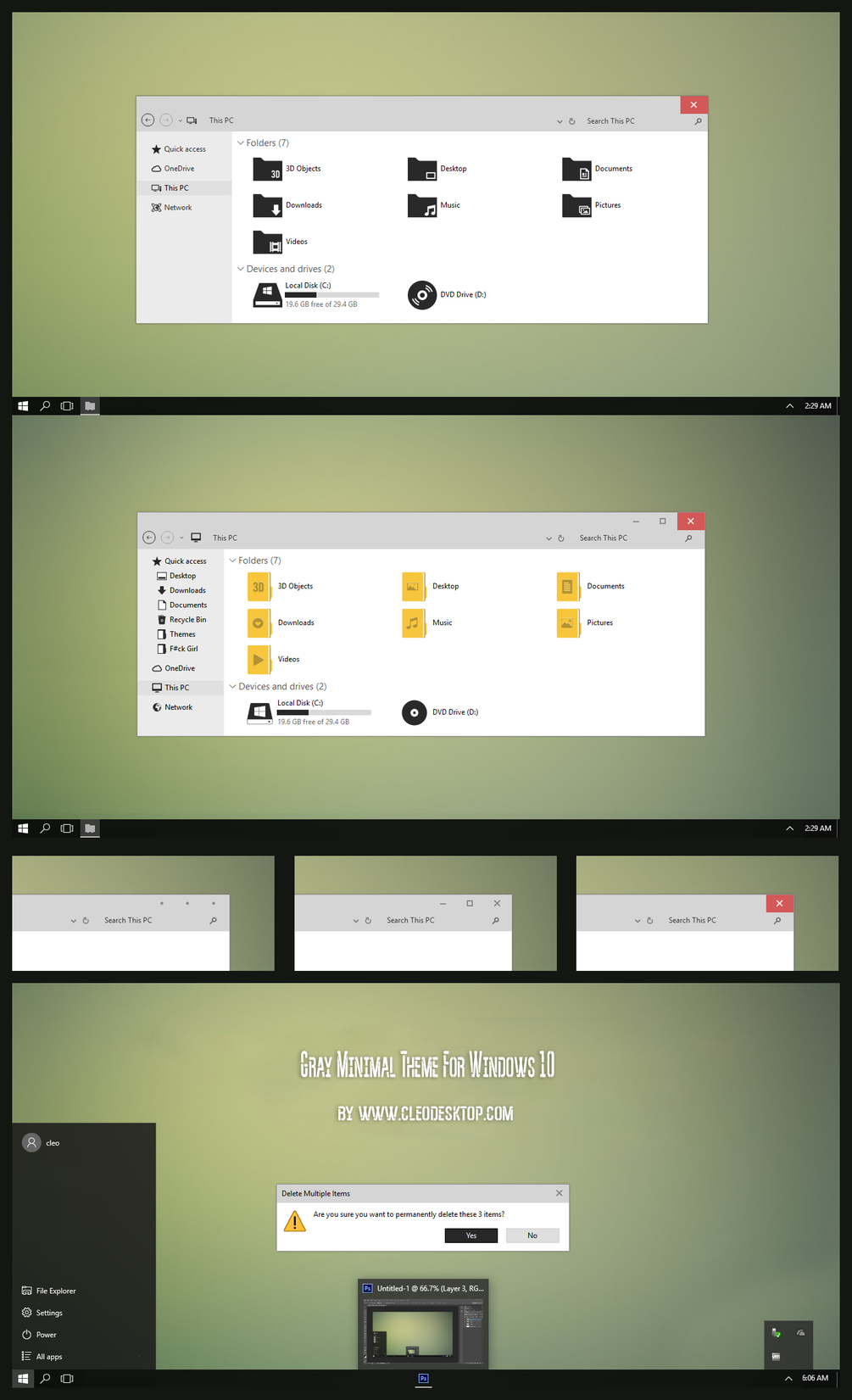 Gray Minimal Theme For ALL Windows 10